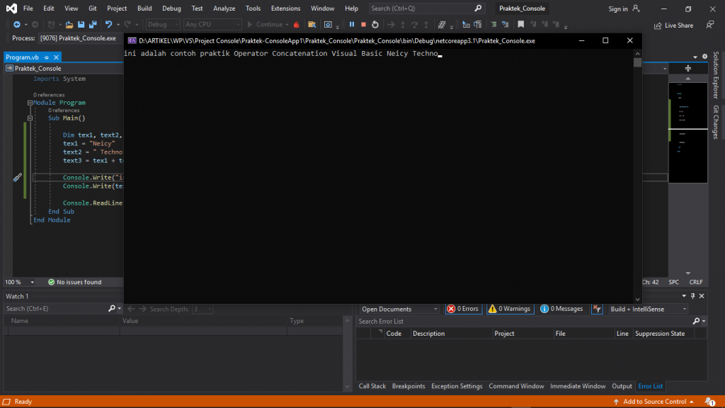 Operator Concatenation Dalam Visual Studio 2019 – VB - Neicy Techno