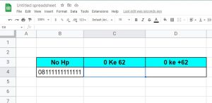 Cara Menulis Nomor Hp (0, 62 dan +62) di Spreadsheet - Neicy Techno