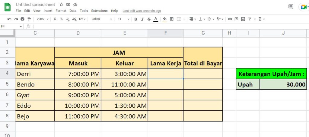 Cara Menghitung Jam Lembur Kerja dari Waktu Malam ke Pagi di Spreadsheet - Neicy Techno